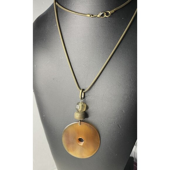 Jewelry | Vintage Pi Disc Brown Horn Pendant Necklace | Poshmark